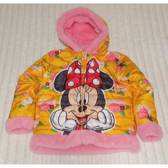 Disney | Jackets & Coats | Disney Minnie Mouse Reversible Hooded Fur ...